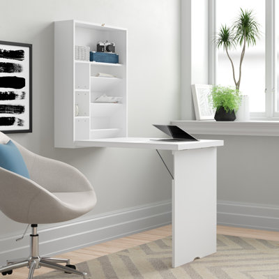 Savaira Floating Desk with Hutch Ebern Designs Color White